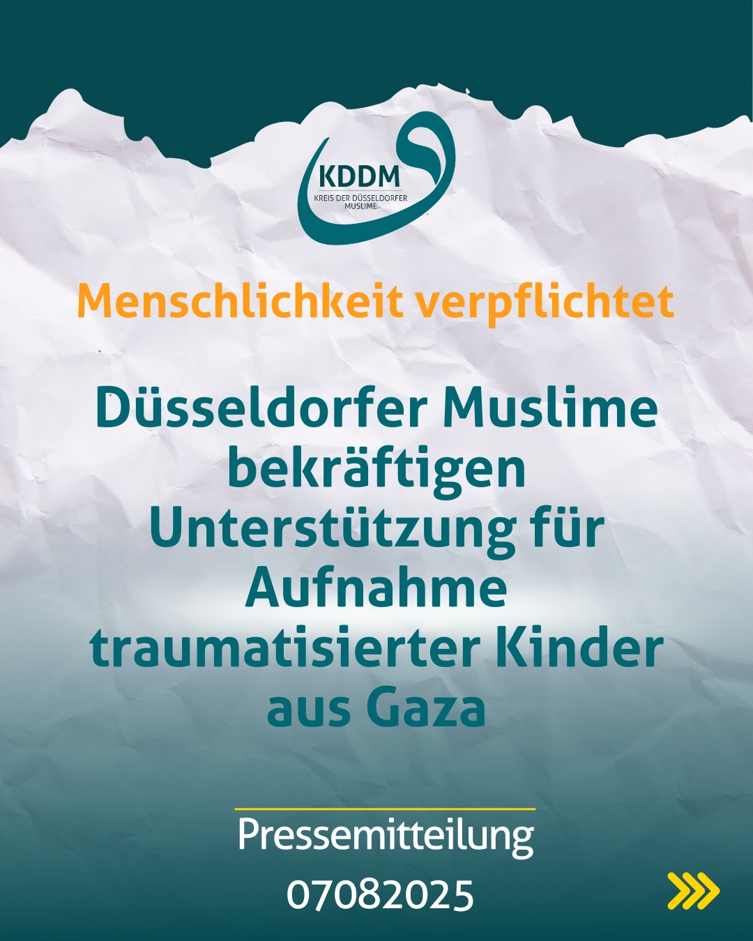 Düsseldorfer Muslime bekräftigen Unterstützung für Aufnahme Kinder aus Gaza